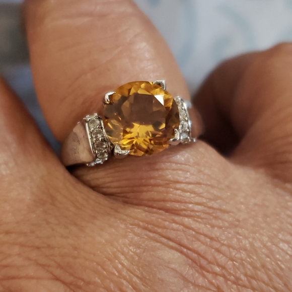 JTV | Jewelry | Yellow Citrine Ring With White Zircon | Poshmark